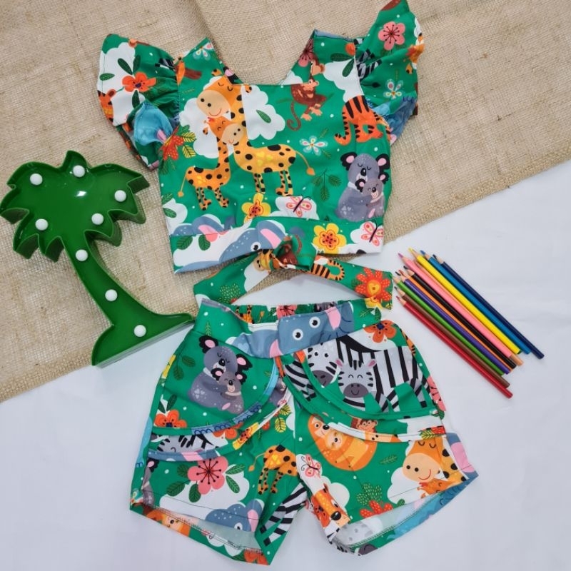 Conjunto Infantil menina crepe 2 ao 12 anos roupa menina | Shopee Brasil