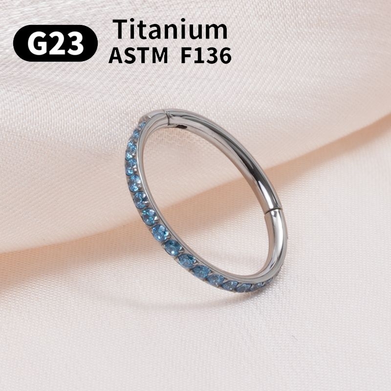 piercing argola cravejada com zircônia em titânio segmento articulado ...