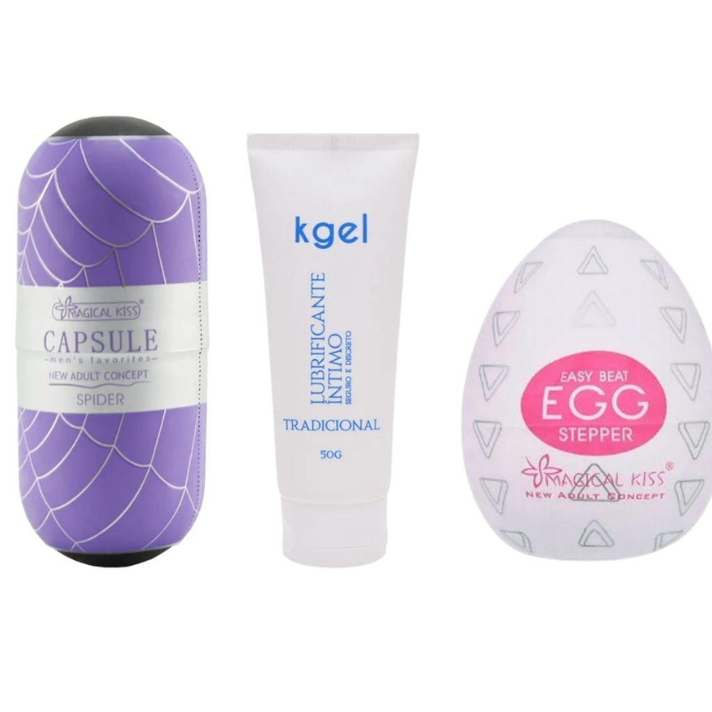 Kit Masturbador Masculino Egg Capsule + Egg Ovinho Magical Kiss + Lubrificante Íntimo 50g ...