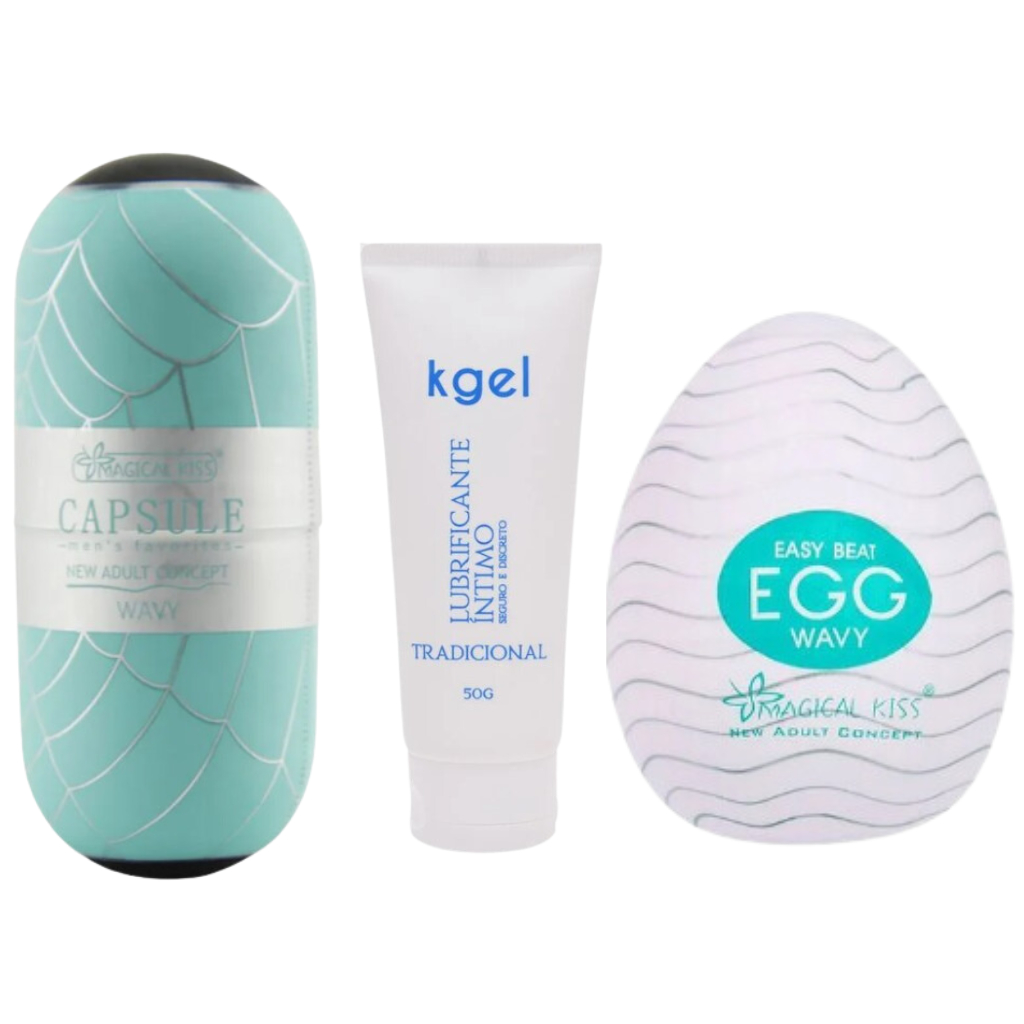 Kit Masturbador Masculino Egg Capsule + Egg Ovinho Magical Kiss + Lubrificante Íntimo Kgel 50 G ...