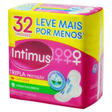 Absorvente Intimus Gel com 32un, com abas .Tipos: Suave e Seca ...
