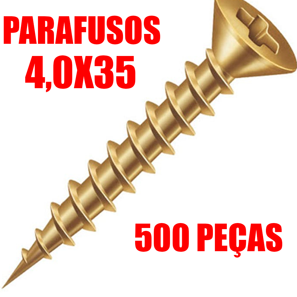 Parafuso Chipboard Chata Para Madeira 4,0x35 Com 500 Peças | Shopee Brasil