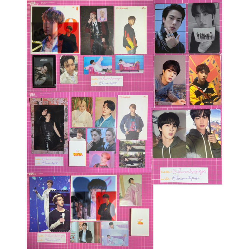 BTS itens oficiais 1 (sets Jin, Namjoon/RM, Hoseok/J-Hope e Yoongi/Suga ...