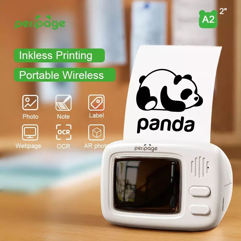 Mini impressora térmica sem fio bluetooth portátil peripage panda ...