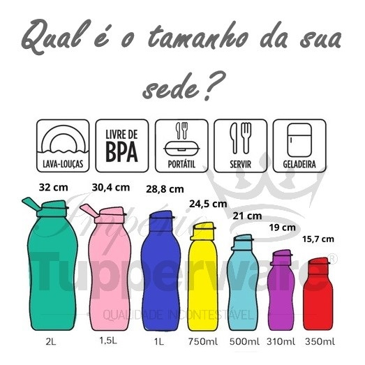 Eco Tupper Garrafa Flip Plus - Original Tupperware - Diversos Tamanhos ...