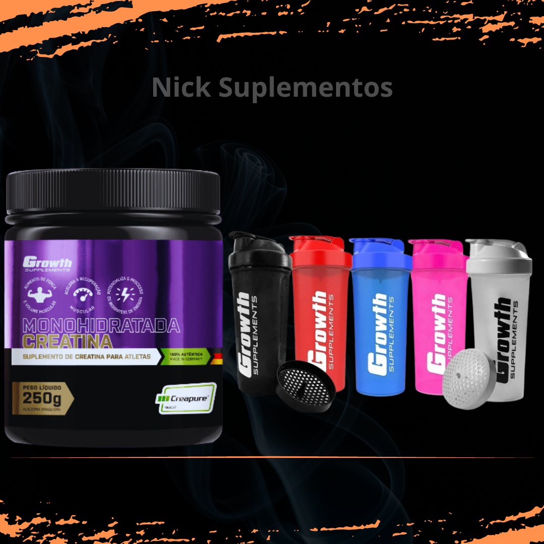 kit Creatina Growth Creapure 250g Original + Coqueteleira Academia ...