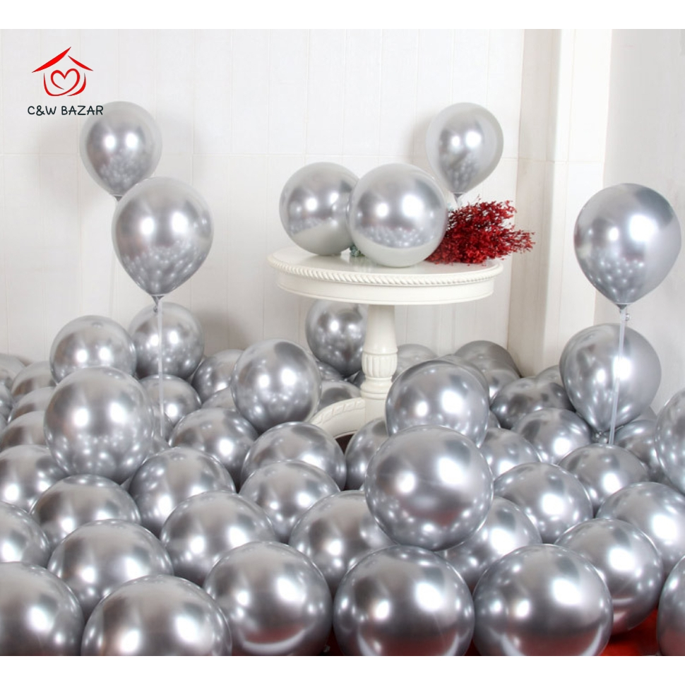 25 Unidades Balão Cromado 5 Polegadas PRATA Metalizado Alumínio Bexiga Para Festas | Shopee Brasil