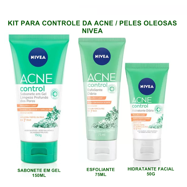 Kit Nivea Acne Control | Skin Care | Hidratante, esfoliante e sabonete ...