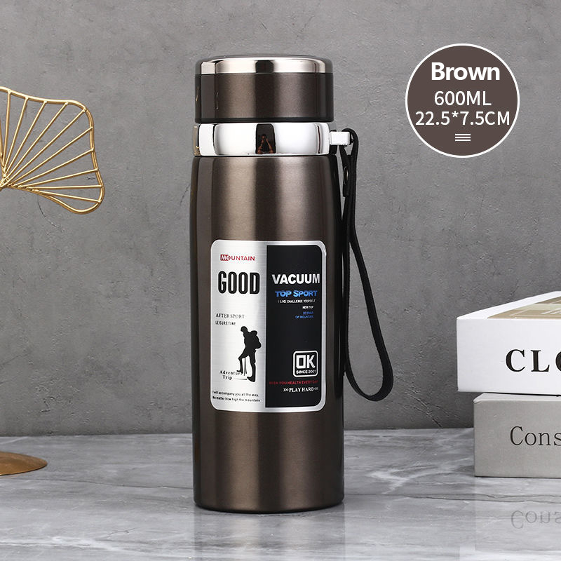 Garrafa 1000ml Inox Térmica Com Infusor Prata e Dourada De Água Café ...