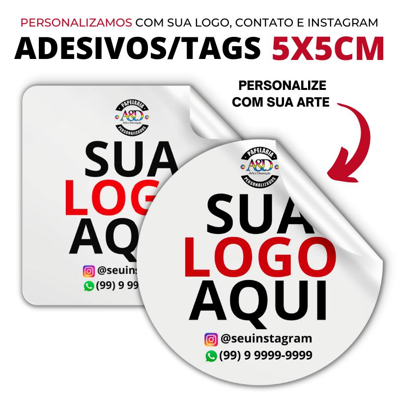 Etiquetas Adesivas Personalizadas com sua Logo 5x5cm | Shopee Brasil