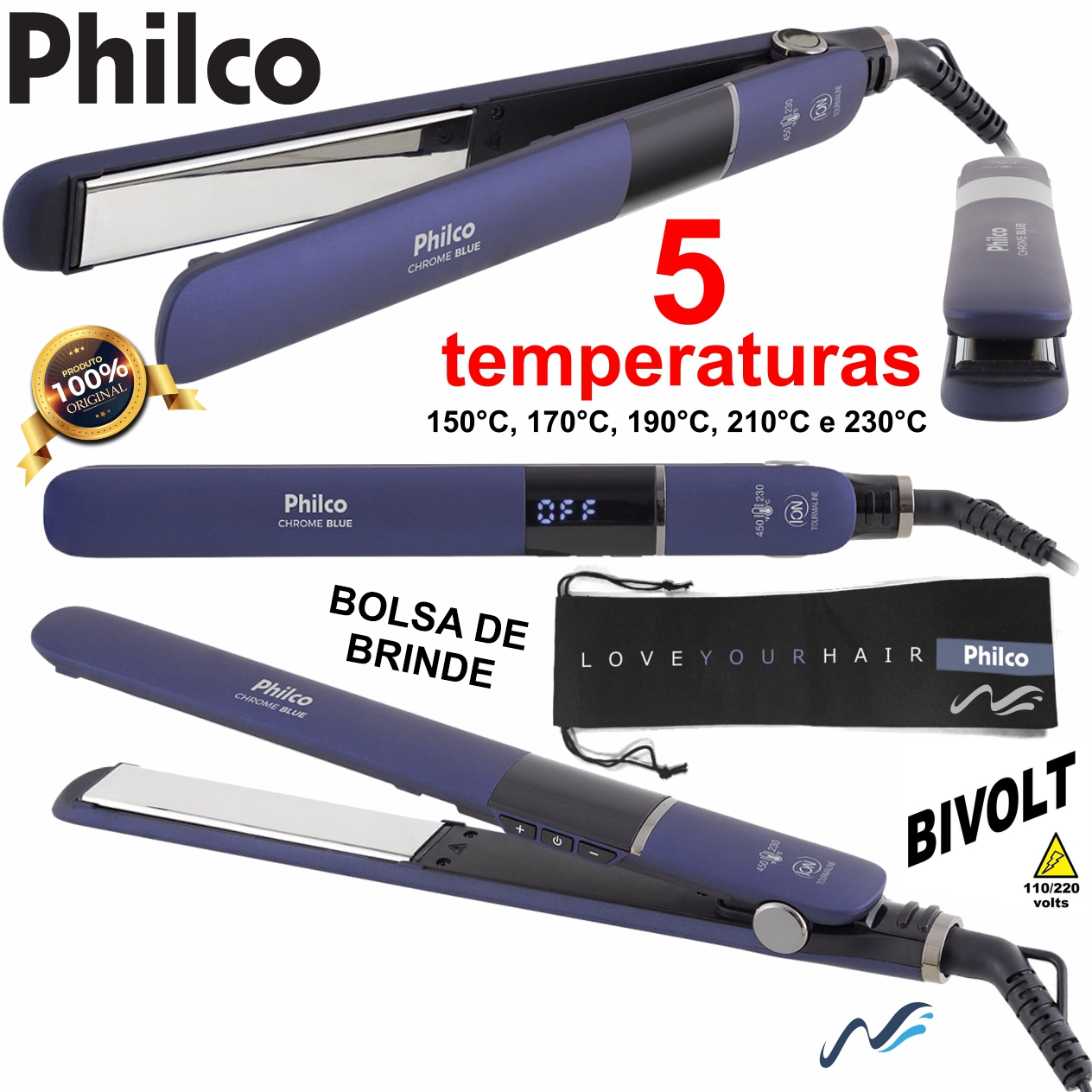 Chapinha De Cabelo Philco Chrome Blue 110v/220v Ppr06aze | Shopee Brasil