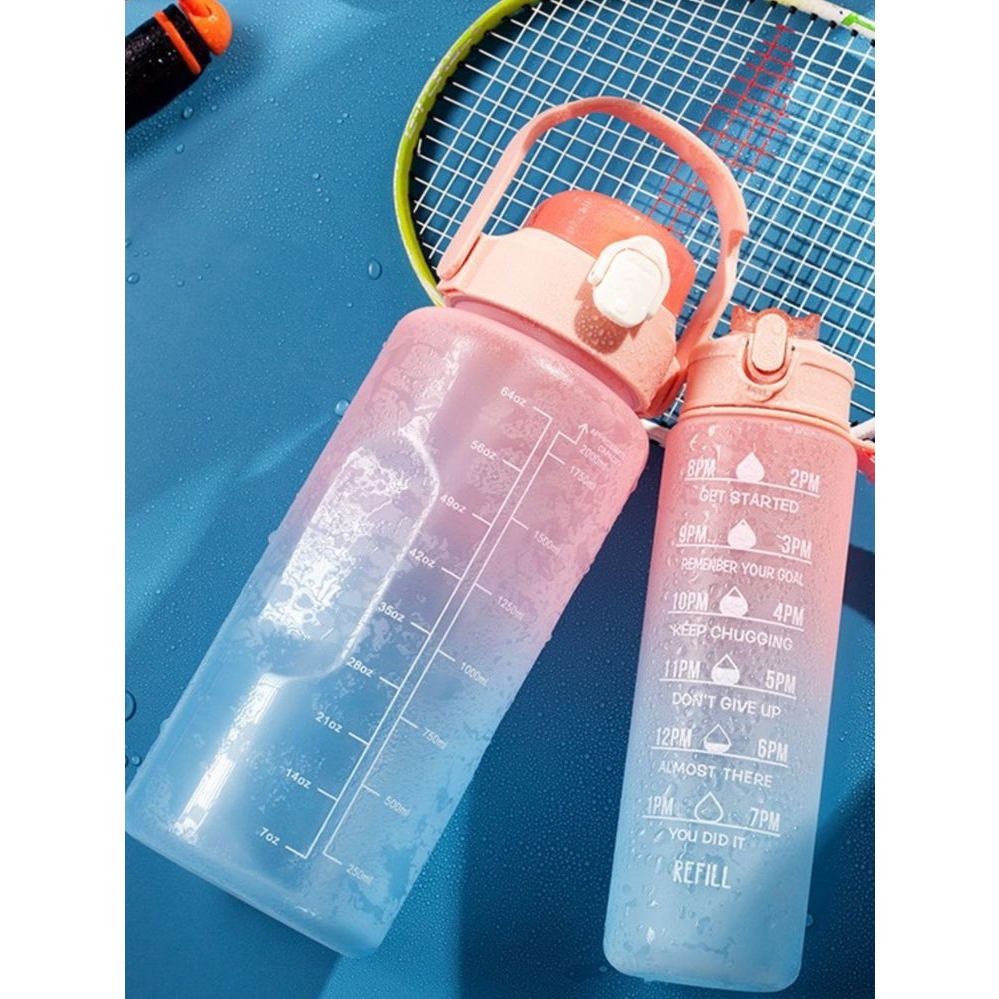 Garrafa De Água Motivacional De Grande Capacidade Portátil De 2000ML e 900ML Em Degradê | Shopee ...