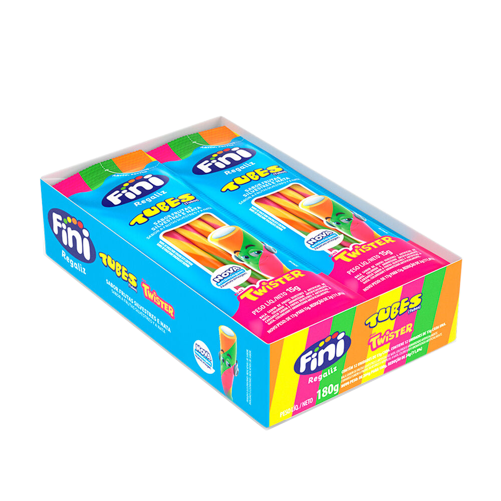 Bala Fini Tubes Sabor Twister e Frutas Silvestres Caixa Com 12 Unidades ...