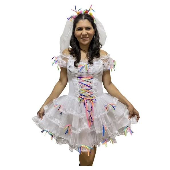 VESTIDO JUNINO NOIVA PESLY ADULTO | Shopee Brasil