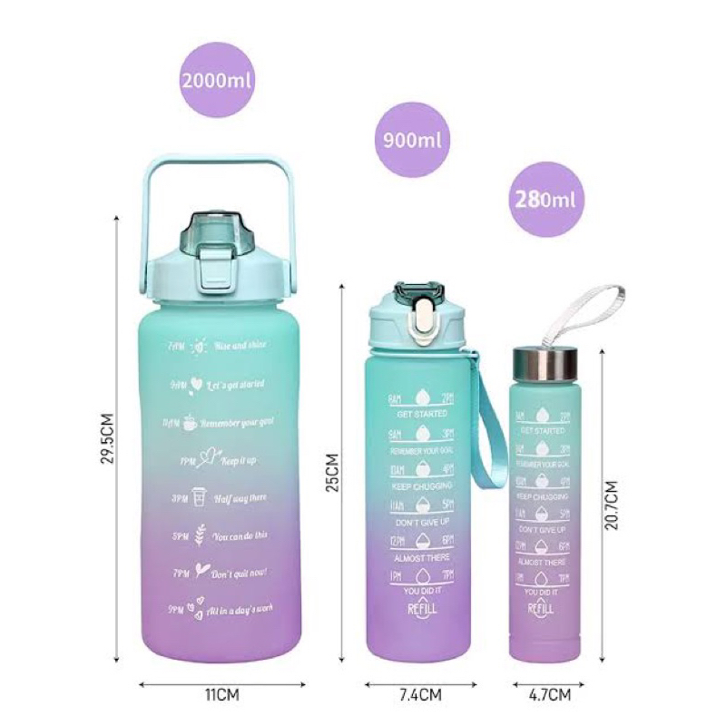 KIT 3 GARRAFA MOTIVACIONAL 2L / 800ml / 300 ml O SUCESSO DO TIKTOK ENVIO IMEDIATO | Shopee Brasil