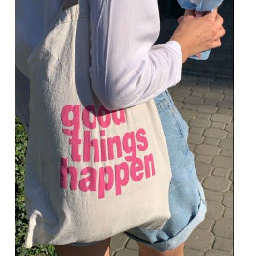 SACOLA ECOBAG - GOOD THINGS HAPPEN | Shopee Brasil