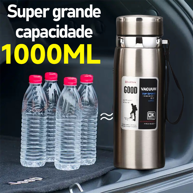 Garrafa 800ml ou 1000ml Inox Térmica Com Infusor Prata Dourada De Água ...
