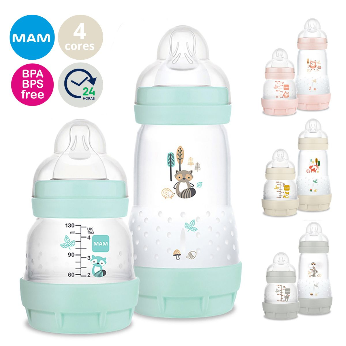 Kit 2 Mamadeiras Mam Easy Start Anticólica 130ml e 260ml Cores Diversas | Shopee Brasil