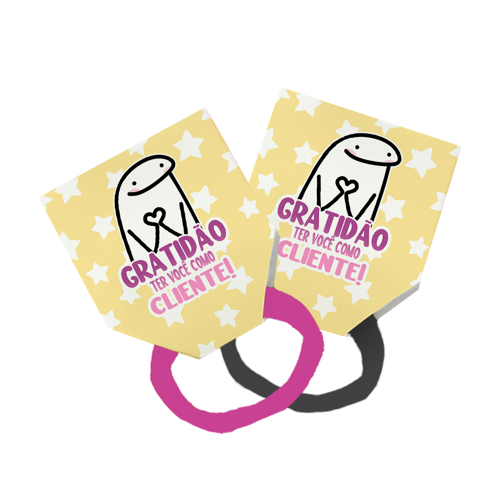 Pack 50 Lacinho Xuxinha De Cabelo + Tag Gratidão Cliente Meme Bento ...