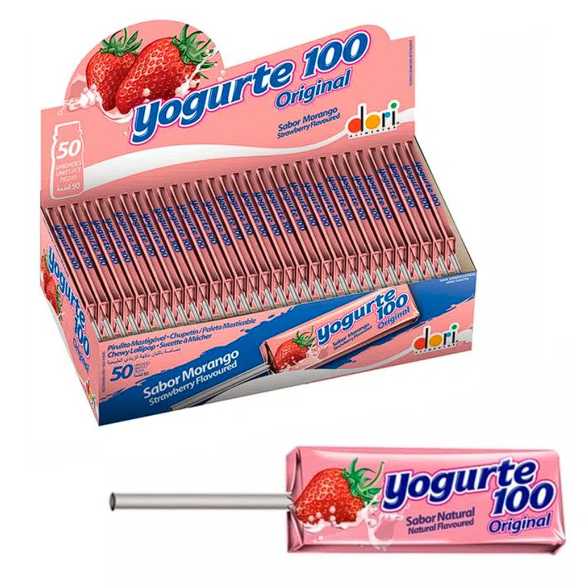 Pirulito Dori Iogurte 100 Morango 560g | Shopee Brasil