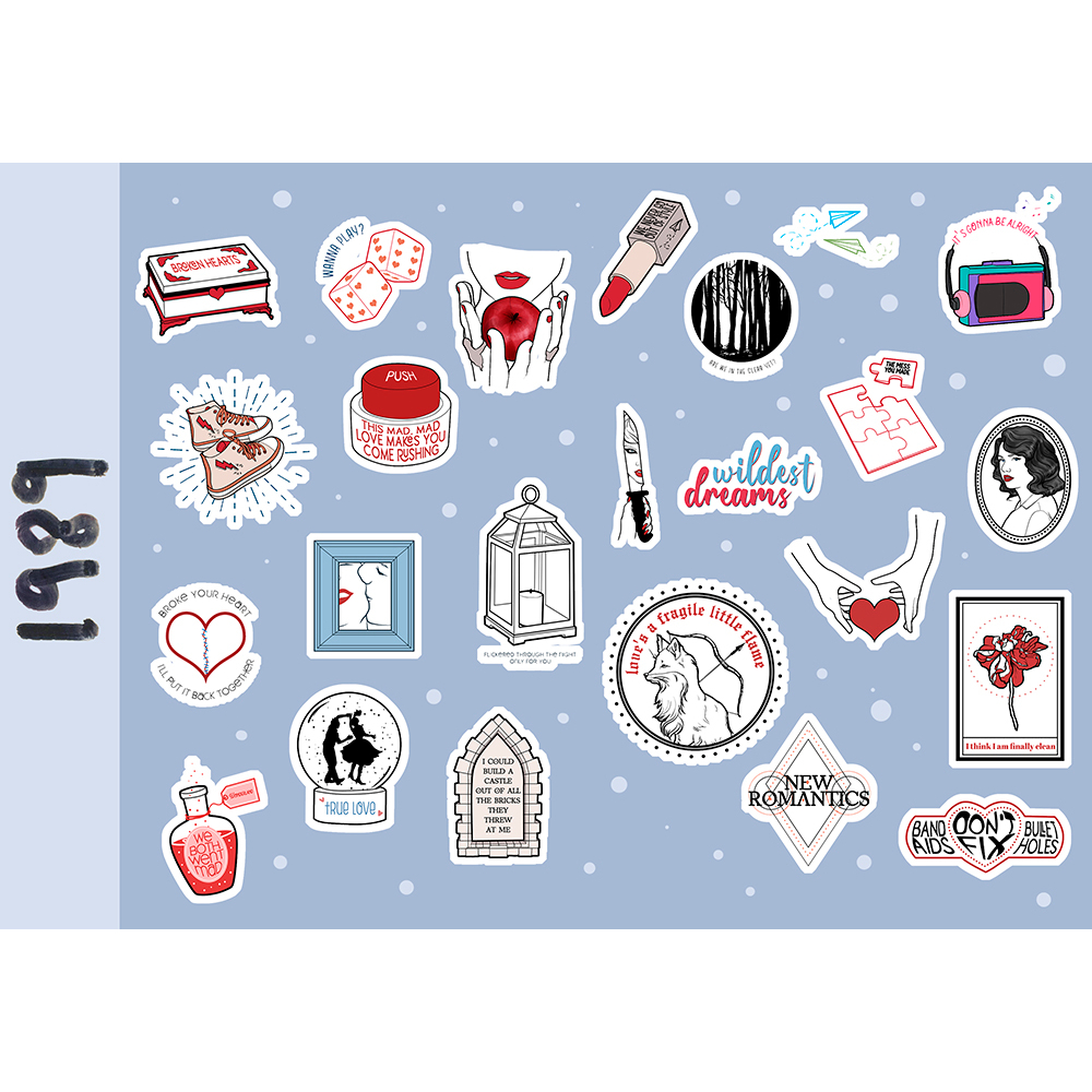 Cartela de Adesivos Taylor Swift Albums - Escorrega o Preço