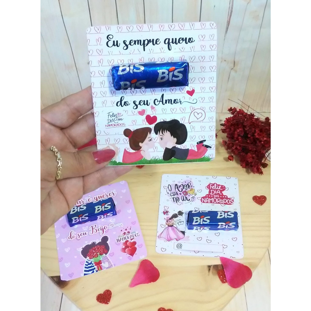 30 Cards Cartão para Colocar Um Bis Mimo Lembrancinha Dia dos Namorados ...