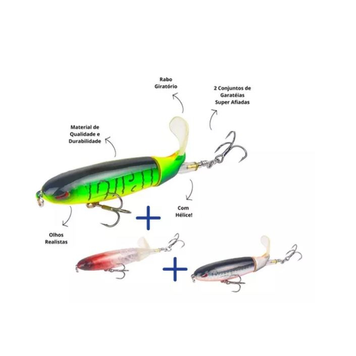Kit Isca Whopper Plopper Artificial Com Hélice 3 Unidades | Shopee Brasil