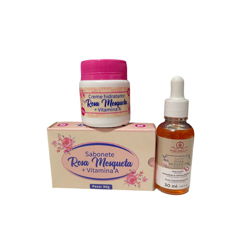 Rosa mosqueta kit antienvelhecimento 1 creme rosa mosqueta ,1 Sab.rosa ...