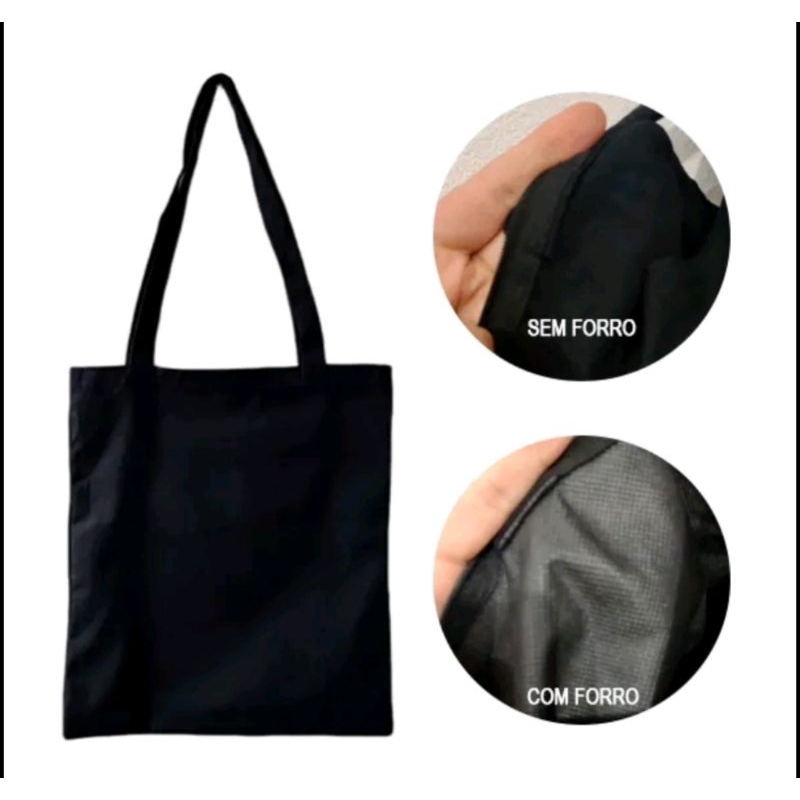 Ecobag de Tecido Preto Com Ziper - LISA - SEM ESTAMPA | Shopee Brasil