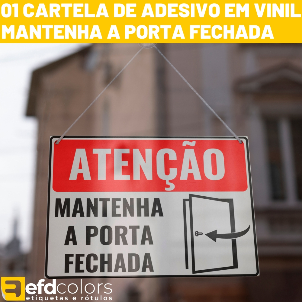 Adesivo de Sinalização em Vinil Resistente Mantenha a Porta Fechada ...