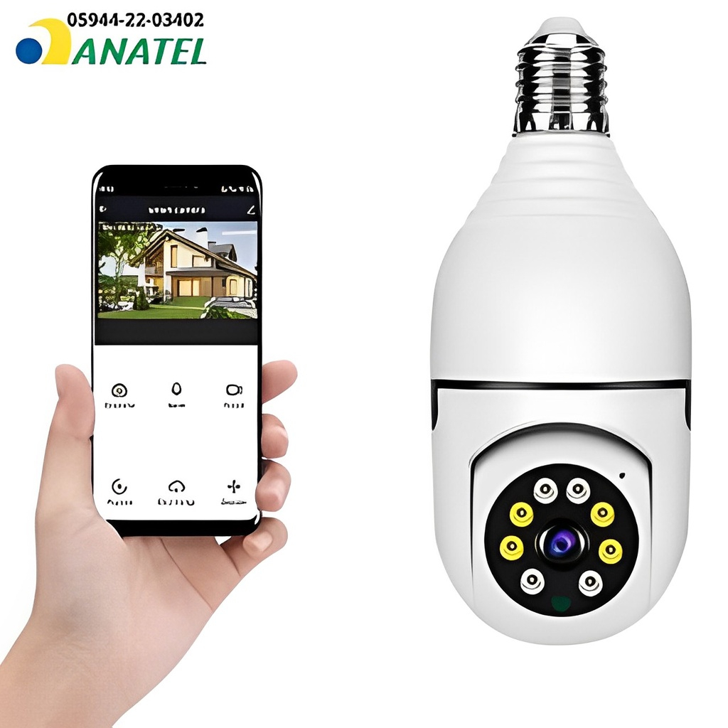 Câmera Ip Lâmpada Smart Wifi Full Hd Visão Noturna Yoosee interna ...