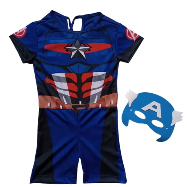 Roupa Fantasia Infantil Capitão América + Mascara | Shopee Brasil