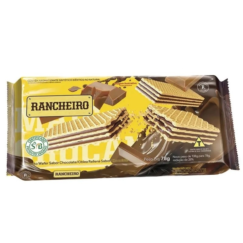 KIT COM 4 - Wafer Chocolate Rancheiro 78g - Zero Leite/Zero Lactose. | Shopee Brasil
