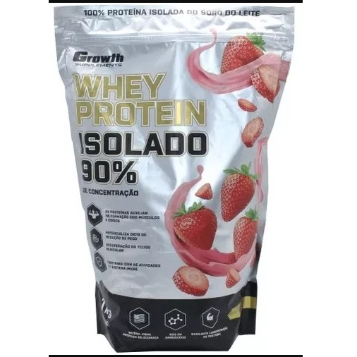 Whey Protein Growth Isolado Morango 1kg | Shopee Brasil