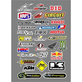Cartela De Adesivos Moto Motocross Carro Bike Caminhao Motocross | Shopee Brasil