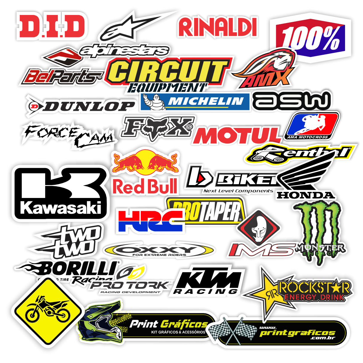 Cartela De Adesivos Moto Motocross Carro Bike Caminhao Motocross | Shopee Brasil