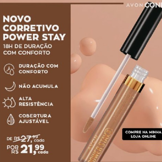 Corretivo Líquido Power Stay Avon - 18horas | Shopee Brasil