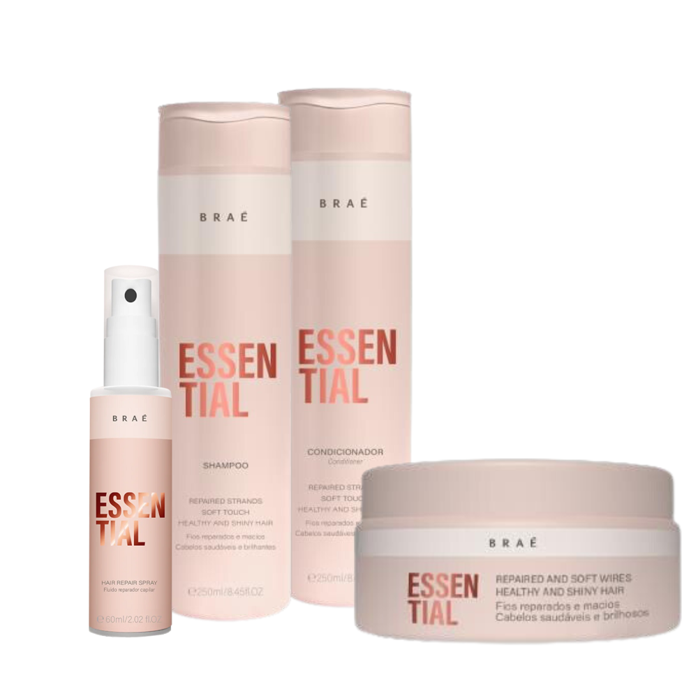 Kit Braé Essential Shampoo Condicionador Máscara Spray 60ml | Shopee Brasil