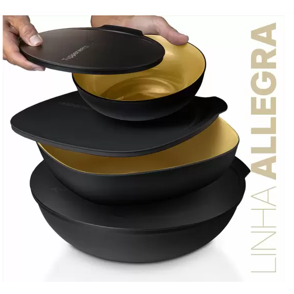 Tupperware Original Tigelas Allegra Servir Mesa Posta Luxo (3 pecas ...