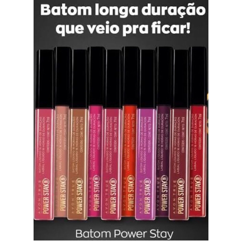 Batom Power Stay Glitter Effect Cereja Brilhante Avon | Shopee Brasil