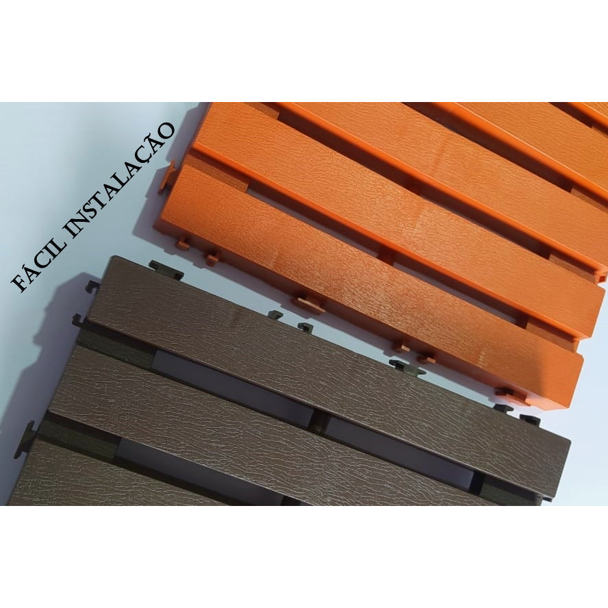 Jogo 20 unidades Deck modular 30x30 textura madeira plástico encaixe ...