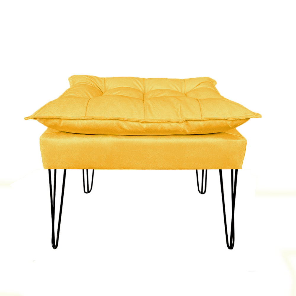 Puf Opala Suede Amarelo Pé De Ferro Preto | Shopee Brasil
