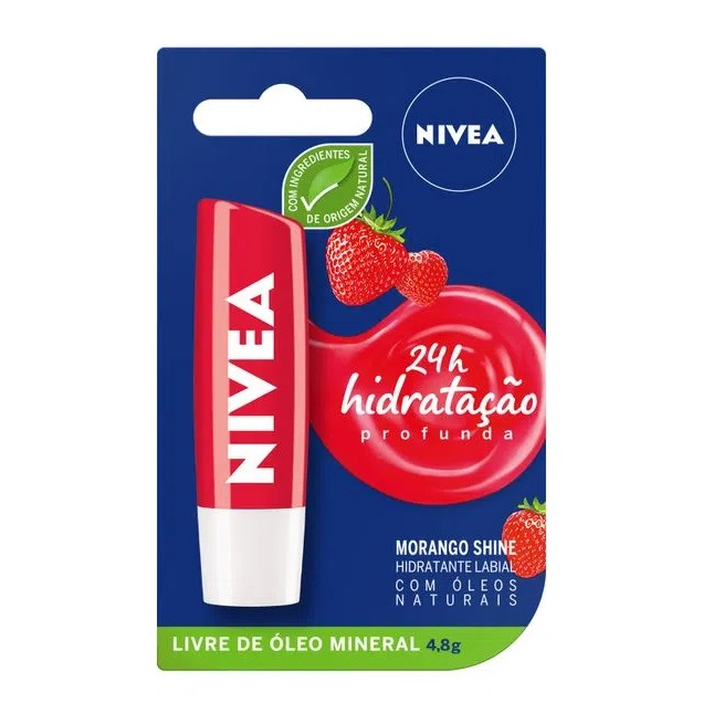 Baton Hidratante Labial Nivea Morango - 4,8g | Shopee Brasil