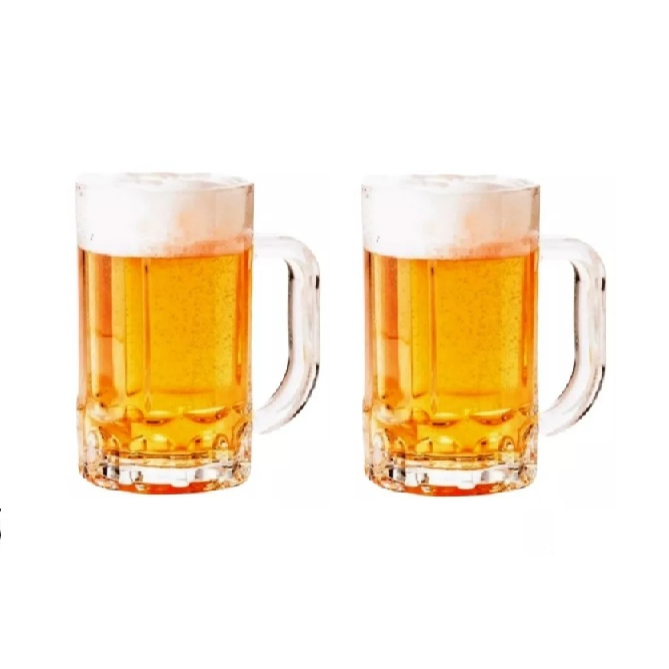 Kit 2 Canecas Vidro Grosso P/ Chopp Cerveja 400ml Zero Grau | Shopee Brasil