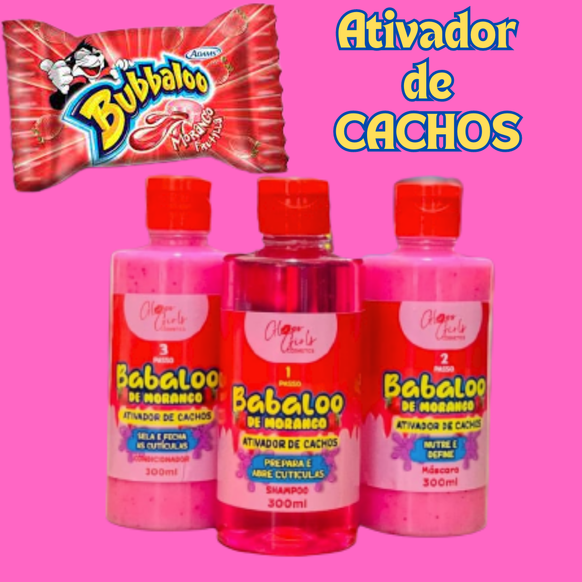 Kit Capilar Babaloo Morango (Ativador de Cachos) | Shopee Brasil
