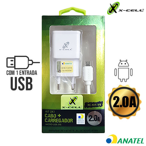 CARREGADOR DE TOMADA MICRO USB X-CELL XC-KIT-V8 | Shopee Brasil