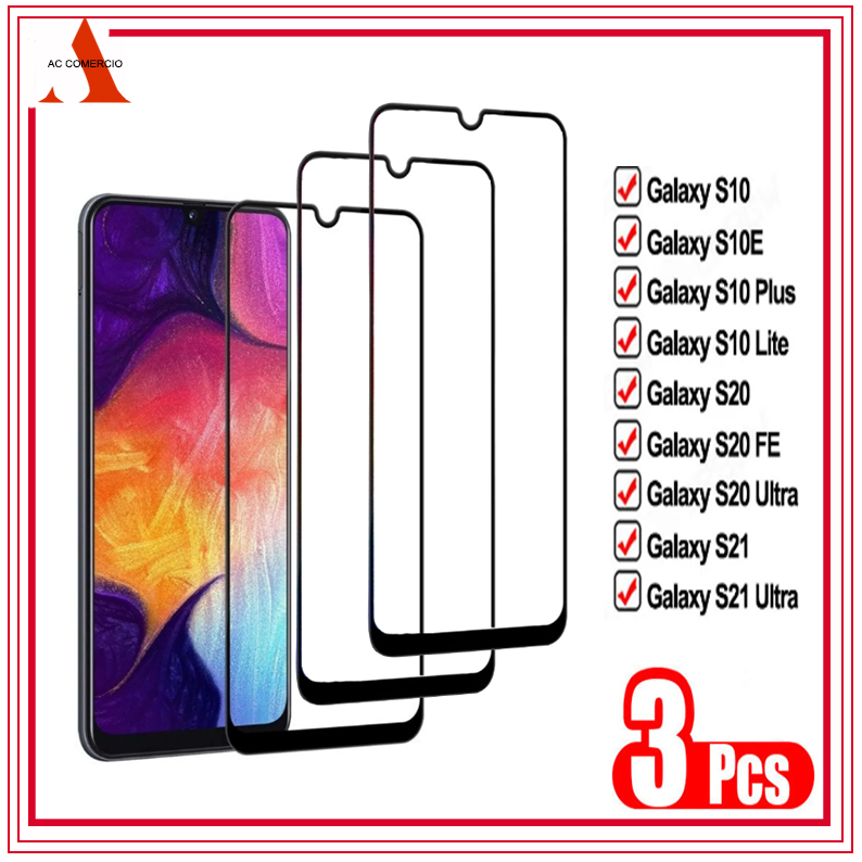 Kit 3 Película 3D Vidro Temperado Para Samsung J2 J4 J5 J6 J7 M8 M20 M21 M30 M32 M51 M52 M62 S10 ...