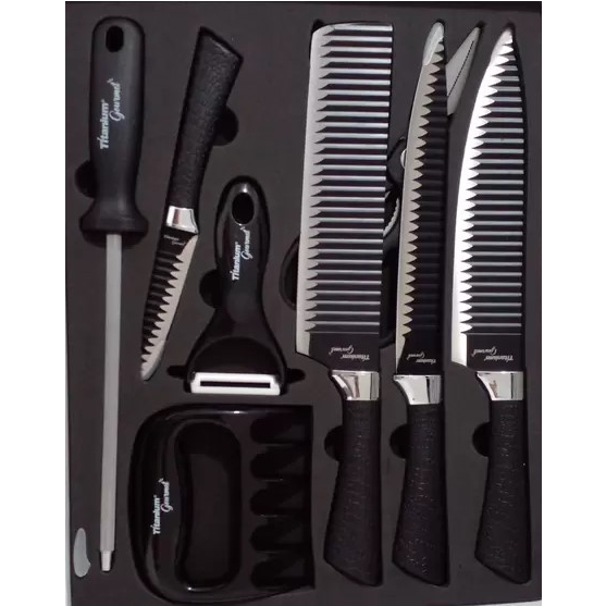 Kit Facas Premium 8 Peças - Titanium | Shopee Brasil