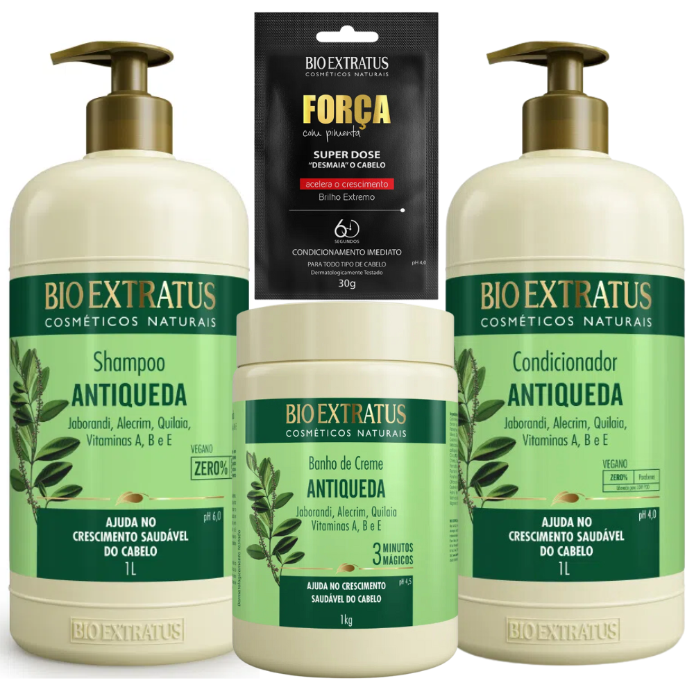 Kit Jaborandi Bio Extratus Shampoo Condicionador e Banho de Creme 1 Kg ...