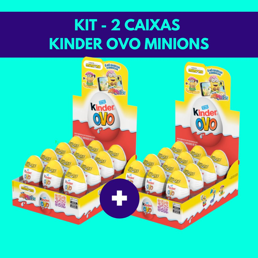 Kit - 2 caixas Kinder Ovo Minions 12 uni (24 unidades) | Shopee Brasil